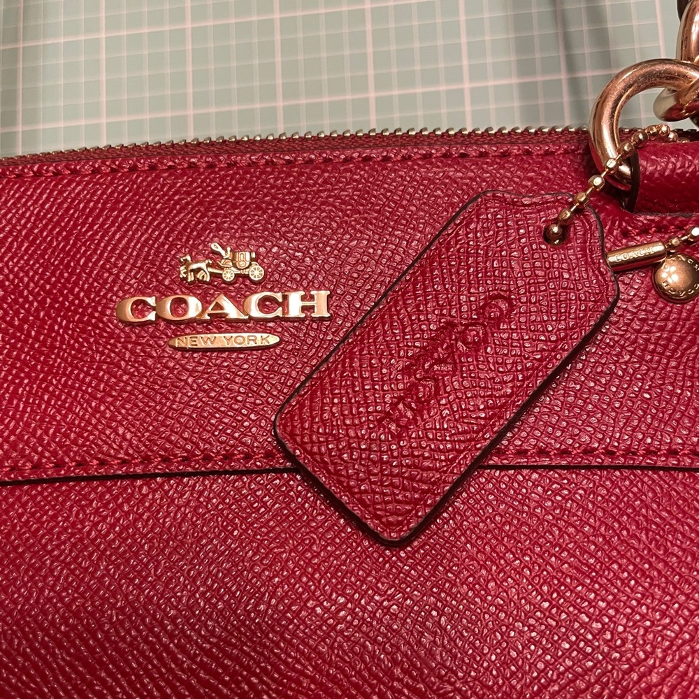 Coach Leather Cherry Red Purse W/Shoulder Straps - Gem